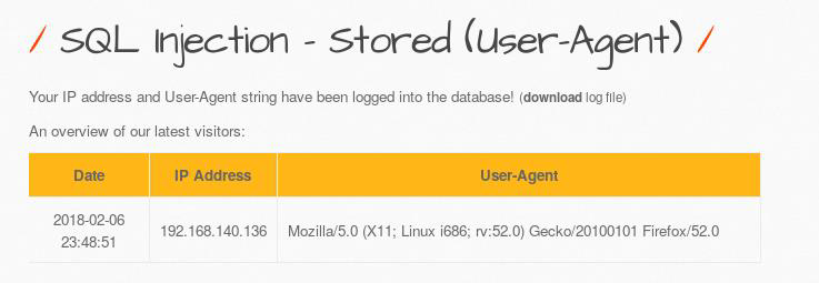SQL Injection -Stored (User-Agent) · Teck_k2
